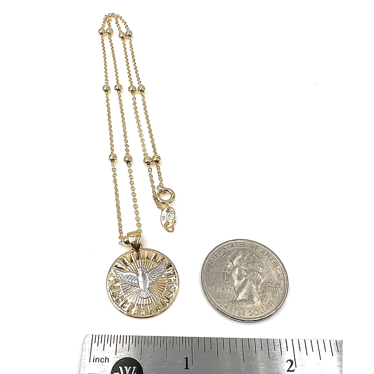 FWJ 18K Gold Plated Holy Spirit Pendant Necklace for Women Religious Jewelry