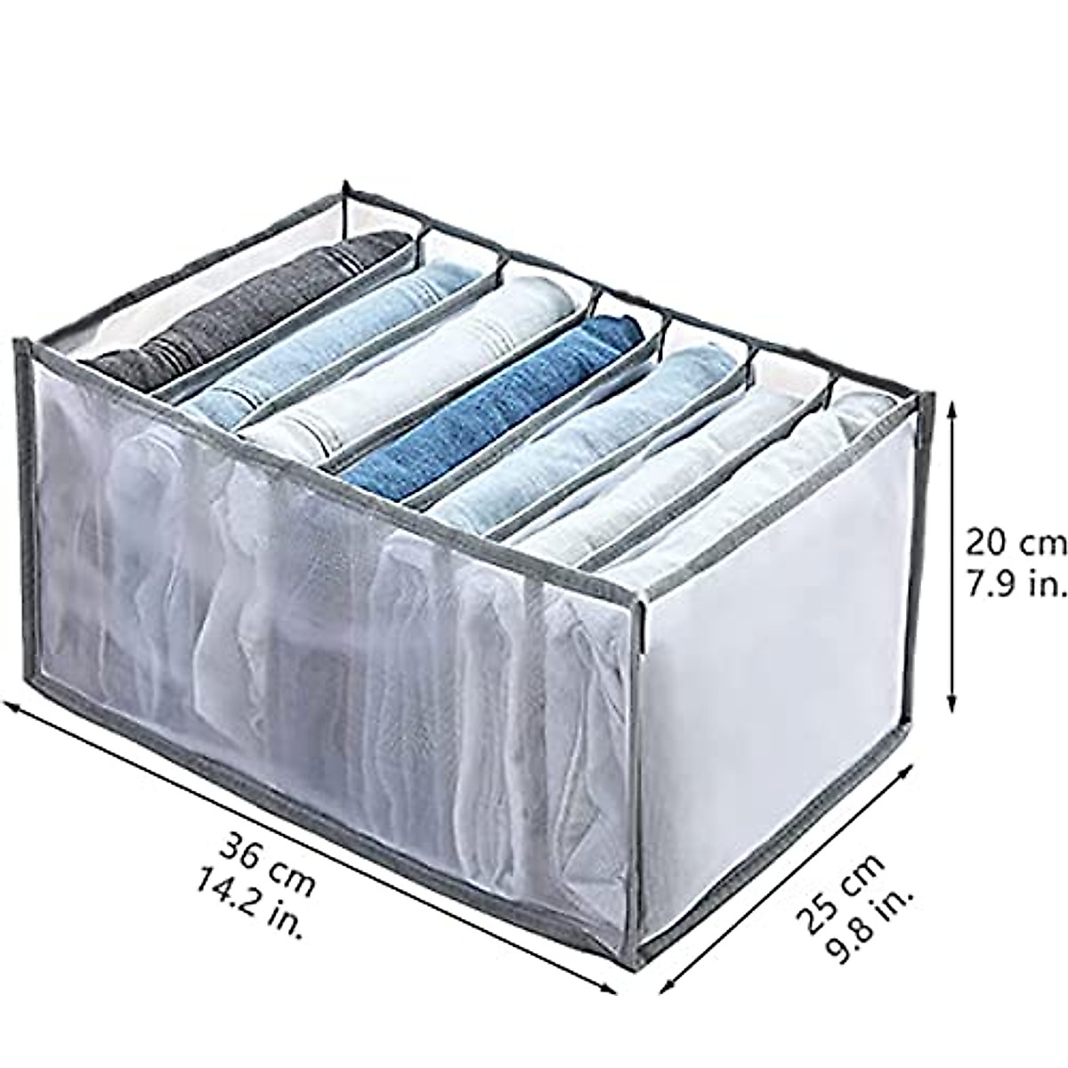 Vertrauen 3PCS Clothes Organizer, Foldable Closet Organizer, 7 Grids Drawer Dividers Storage Basket for T Shirt, Pants, Underwear, Panties, Socks