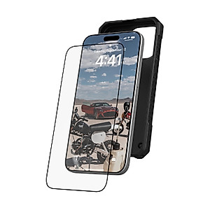 URBAN ARMOR GEAR UAG Designed for iPhone 15 Pro Max Case 6.7" Pathfinder Clear Ice/Silver Compatible with MagSafe Bundle with UAG Screen Protector Glass Shield Plus 6.7"