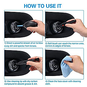 COSOOS 2 Grips Cleaning Brush Compatible with Oculus Quest 2, Quest, Rift S, HTC Vive, PS4 VR Headset, Cameras, Optical Lens, Phone, Electronics, Lens Cleaning Pen Tool