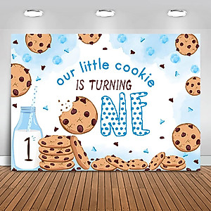Mocsicka Cookie First Birthday Party Backdrop Cookies and Milk 1st Birthday Background Boys First Birthday Party Decorations Banner Photo Studio Props (7x5ft)