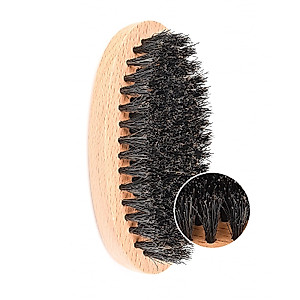 Menesia Beard Brush and Comb set, Boar Bristle Hair Beard Brush Kit with Small Leather Travel Toiletry Bag Case for Men, include Men's Wooden Mustache Comb & Nose Hair Scissors