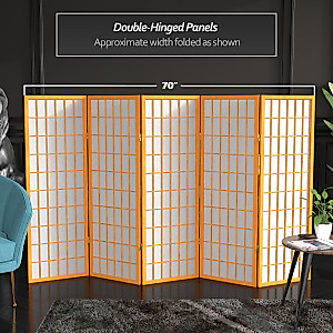 4 ft. Short Window Pane Shoji Screen - Honey - 5 Panels