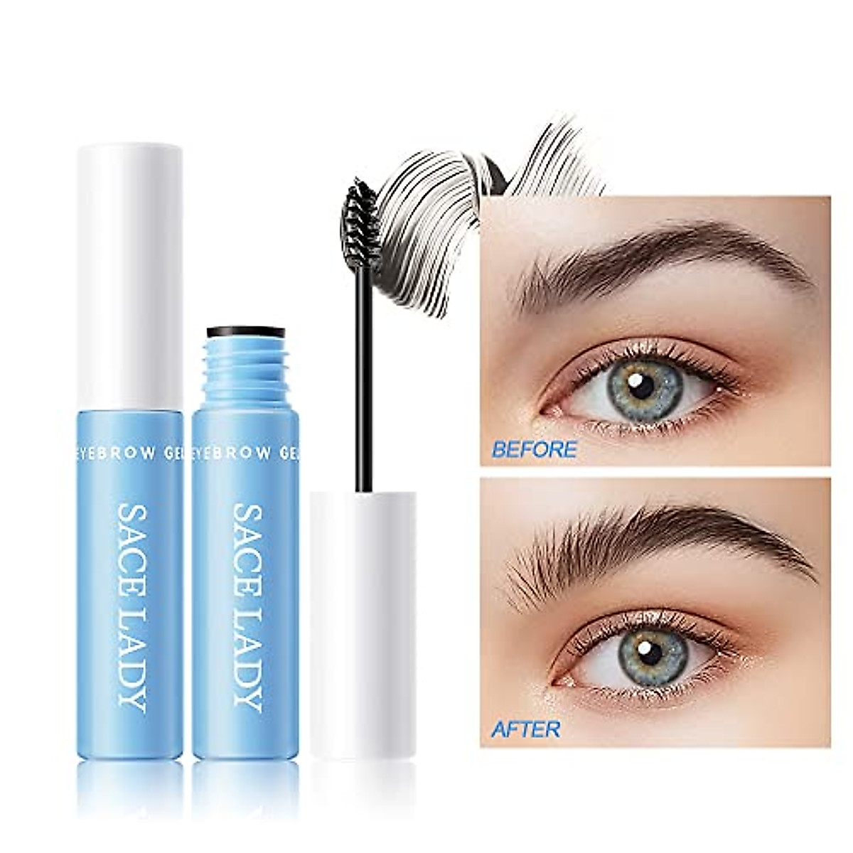 Clear Eyebrow Setting Gel Set&Eyebrow Soap Kit by Sace Lady, Natural Lasting Eye Brow Styling Gel Makeup Kit for Fuller Neat Brow Makeup, Cruelty-Free