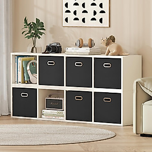 Lifewit 13 Inch Cube Storage Bins, 6 Packs Cube Storage Organizer, Foldable Decorative Fabric Storage Baskets for Organizing Home Organizers with Metal Handles for Shelves, Closet, Black