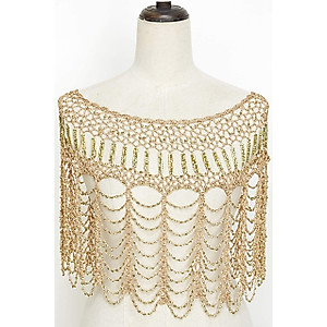 BABEYOND 1920s Shawl Wraps Gatsby Beaded Evening Cape Bridal Shawl Bolero Flapper Cover Up (Gold)