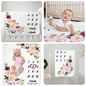 Lunamio Baby Monthly Milestone Blanket for Baby Girl, Baby Milestone Monthly Blanket Girl, Baby Milestone Blanket Girl, Newborn Month Blanket for Baby Girl, Monthly Baby Milestone Blanket, 50X40