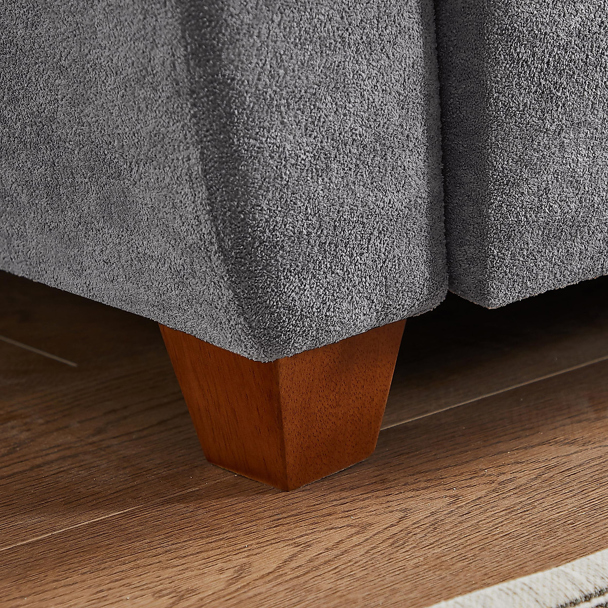 Convertible Sectional Sofa with Storage, 4 Seat L Shaped Couch High Head with Ottoman and Cup Holder, Modern Microfiber Fabric Sofas Couches for Living Room, Light Grey