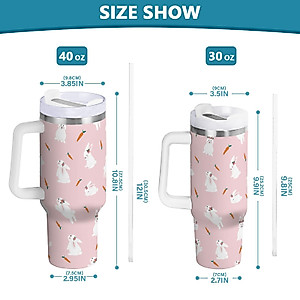 MCHIVER Easter Bunnies 40 oz Tumbler with Handle and Straw Stainless Steel Vacuum Water Bottle Leak-proof Travel Coffee Mug Thermos Water Bottle for Iced Tea Coffee