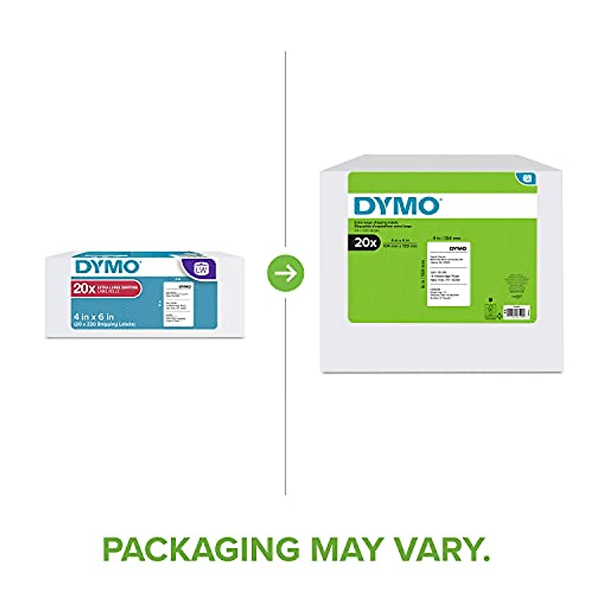 DYMO Authentic LW Extra-Large Shipping Labels for LabelWriter Label Printers, White, 4'' x 6'', 20 Rolls of 220 (4400 Total)