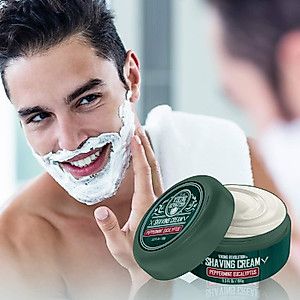 Luxury Shaving Cream Peppermint & Eucalyptus Scent - Soft, Smooth & Silky Shaving Soap - Rich Lather for the Smoothest Shave - 5.3oz