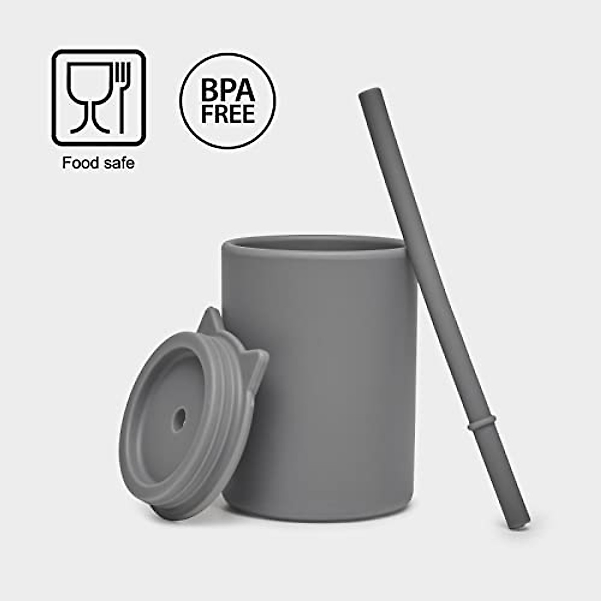 Straw Cups for Toddlers 12M+, Silicone Baby Cup with Straw Non-smell, Silicone Straw Cup 5oz.