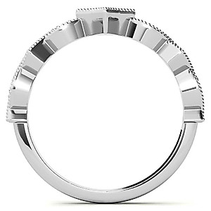 Excellent Round Brilliant Cut 0.16 Carat, Moissanite Diamond Promise Band, Prong Set, Eternity Sterling Silver Band, Valentine's Day Jewelry Gift for Her, Customized Band (4.5)