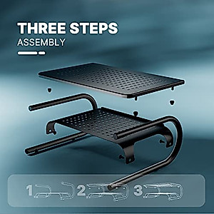 HUANUO Monitor Stand, 2 Tier Monitor Riser with Storage, Vented Computer Monitor Stand, Desktop Stand, Desk Shelf for Printer, Screen, PC, Gaming Console, for Home & Office