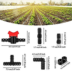 Kalolary 42Pcs Drip Irrigation Fittings Kit, Irrigation Barbed Connectors Water Hose Connector for 1/2" Tubing (2 Switch Valves, 8 Couplings, 8 Tees, 8 Elbows, 8 End Closures, 8 End Cap Plugs)