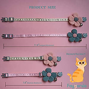 2 Pack Cotton Breakaway Cat Collars with Bell Cat Flower Collar for Female Girl Cats Male Boy Cats Pink&Gray