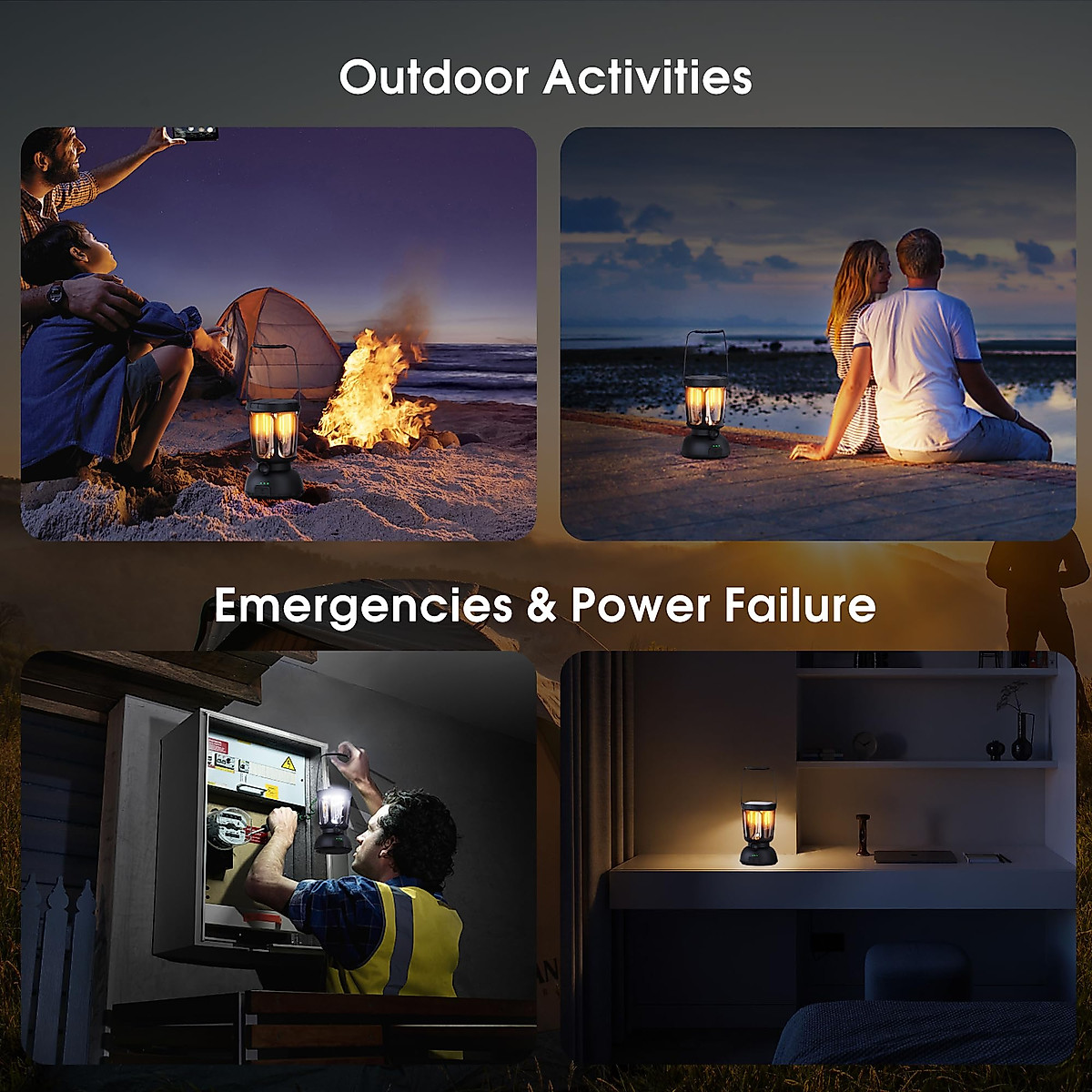 Mesqool Lanterns for Power Outages 650LM, LED Lantern Flashlight Battery Powered Rechargeable 6000 Solar Crank, Camping Essentials with USB C Cable