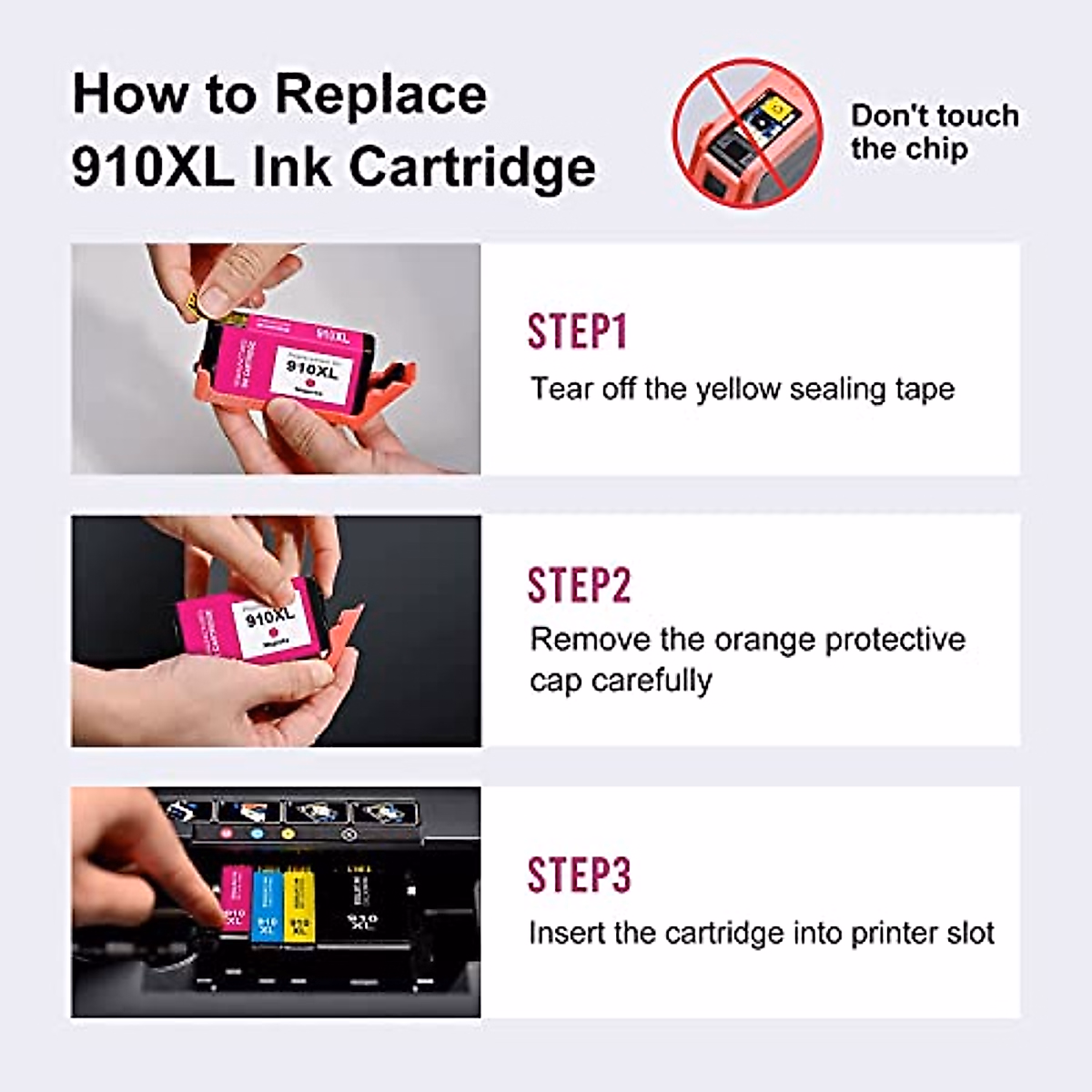 LemeroUexpect 910 910XL Remanufactured Ink Cartridge Replacement for HP 910 XL 910XL Ink Cartridge Combo Pack 4-Pack for HP Printer OfficeJet Pro 8025 8022 8035 8028, Black Cyan Magenta Yellow