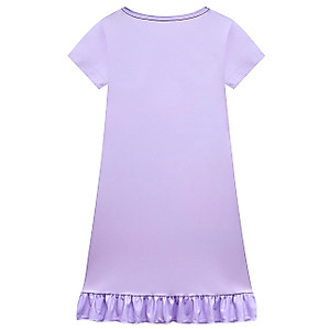 AOVCLKID Little Girls Casual Dress Infant Cartoon Princess Printed Dress(6 Years,Purple 6)