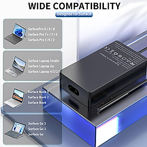 Surface Pro Charger, 65W 15V 4A Power Supply AC Adapter Charger for Microsoft Surface Pro 3/4/5/6/7/8/9/X, Surface Laptop 3/2/1, Surface Book, Surface Go, with 6ft Power Cord