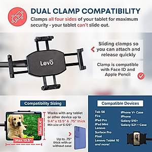 LEVO G2 Deluxe iPad Rolling Floor Stand Cart Kiosk for Residential and Commercial use iPads, iPad Mini, iPad Pro, Galaxy, Nexus, Surface Pro, Fire, and Other Tablets and eReaders Gunmetal Color