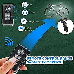 Bicycle Alarm with Remote, Anti Theft Wireless Vibration Alarm, 113db Waterproof Wireless Alarm Control Updated Anti Theft Alarm Bike Motorcycle Vehicle Security Alarm, Door Window Alarm (4 Pieces)