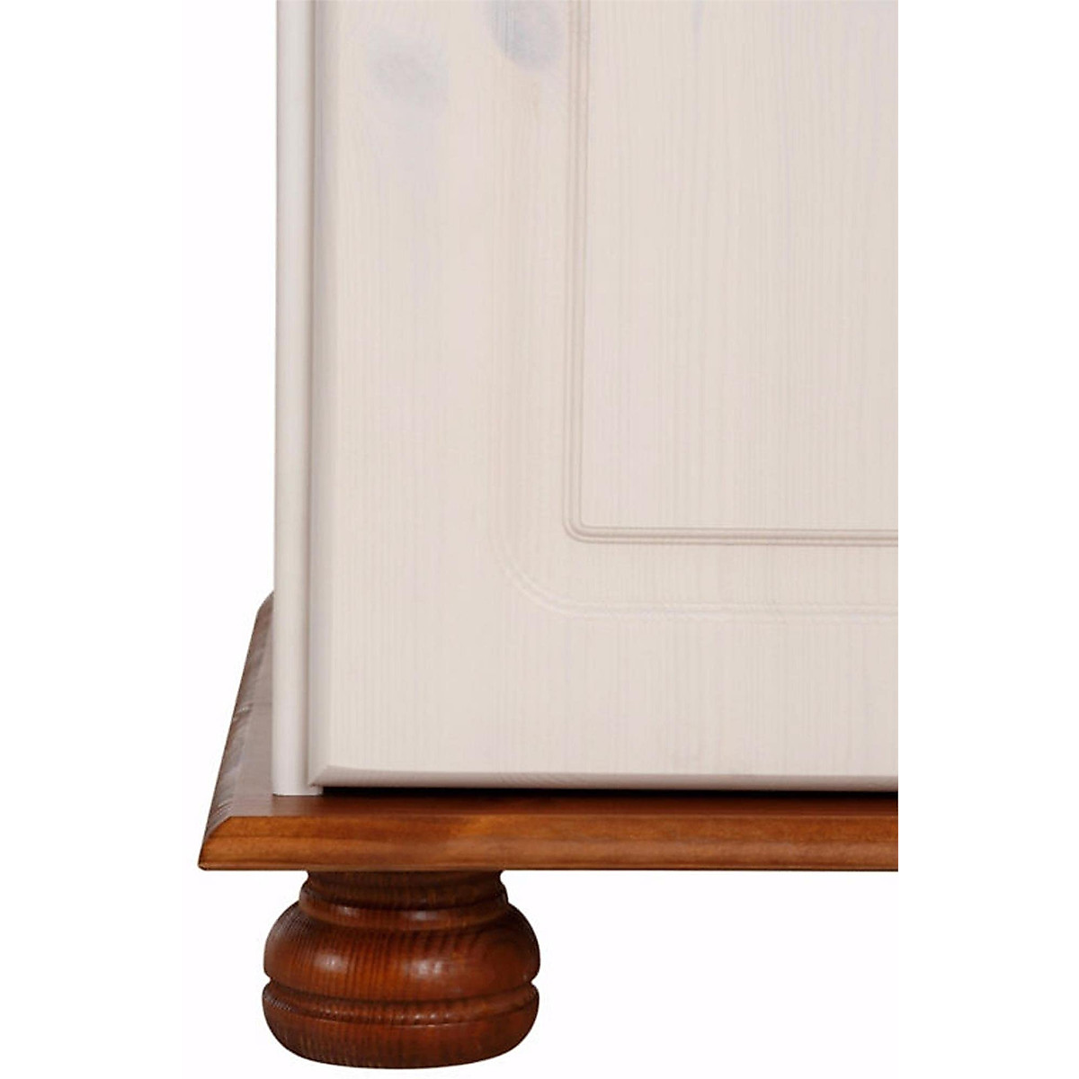 REALROOMS Chester Solid Wood Storage Desk with Bottom Closed Storage Cabinet, White and Honey