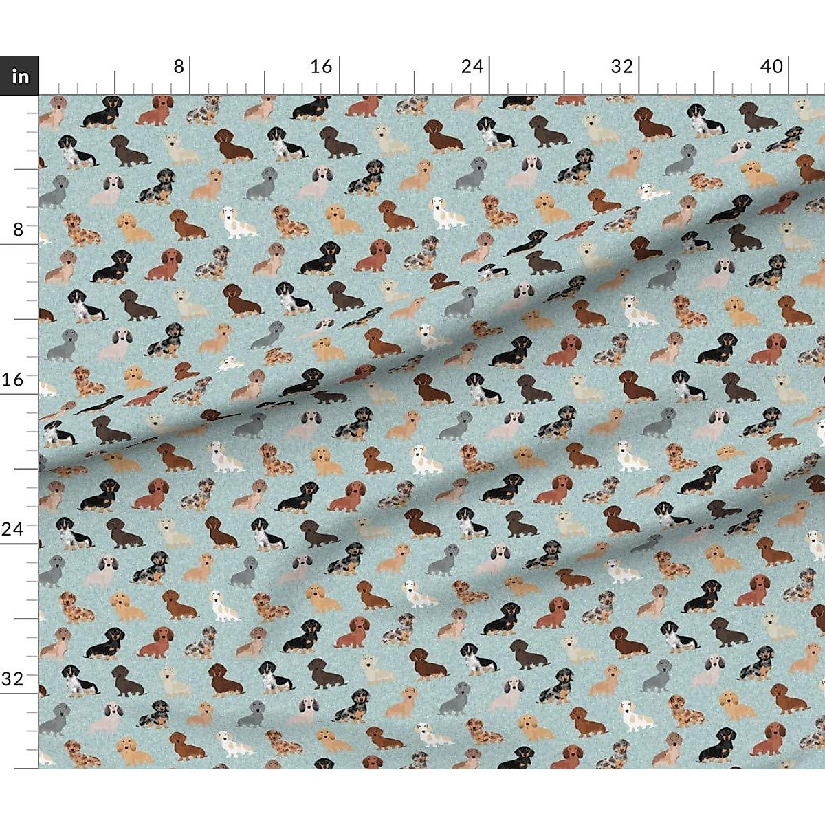 Spoonflower Fabric - Dachshund Pet Quilt Dog Breed Silhouette Coordinates Multi Dogs Printed on Petal Signature Cotton Fabric by The Yard - Sewing Quilting Apparel Crafts Decor