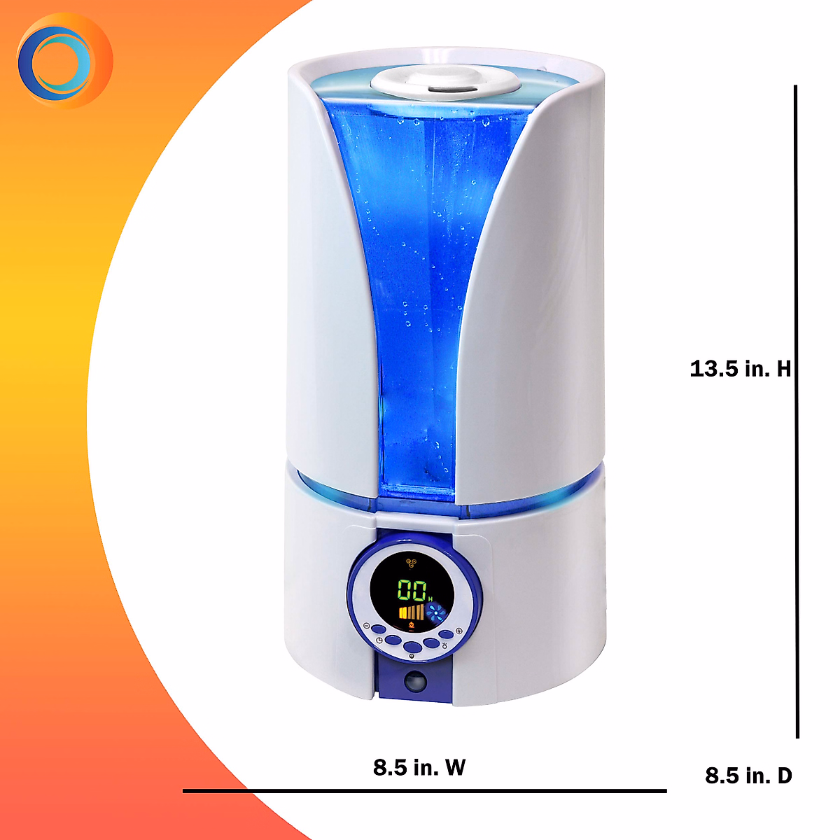 Comfort Zone CZHD81 Whisper-Quiet Cool Mist Digital Ultrasonic Humidifier with Remote Control and Auto Shut-Off, White for Home, Office, Bedroom