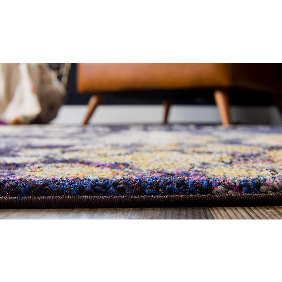 Unique Loom Vita Collection Traditional Over-Dyed Saturated Floral Medallions Area Rug, 8 x 10 ft, Navy Blue/Ivory