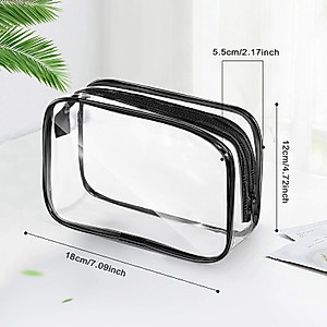 18 Pack Clear Makeup Bags Clear Cosmetic Bag PVC Plastic Zippered Pouches Portable Toiletry Bags for Women Men Travel Vacation Bathroom Organizing (Black Border)