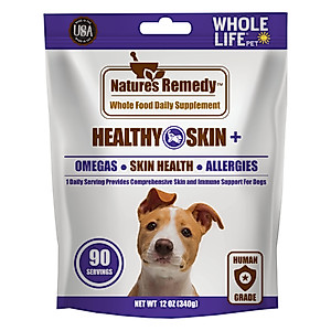 Whole Life Pet Healthy Skin Daily Supplement for Dogs – Omegas, Probiotics, Prebiotics, Antioxidants. Skin, Anti-Itch, Allergies. Mixes in Food or with Water for Hydrating Snack