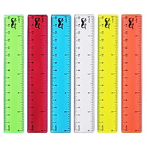 Mr. Pen- Rulers, 6 inch Rulers, 6 Pack, Assorted Colors. Clear Ruler, Rulers for School, Ruler with Inches and Centimeters, Rulers for Kids, Plastic Ruler, Kids Ruler, Ruler for Kids, Small Ruler.