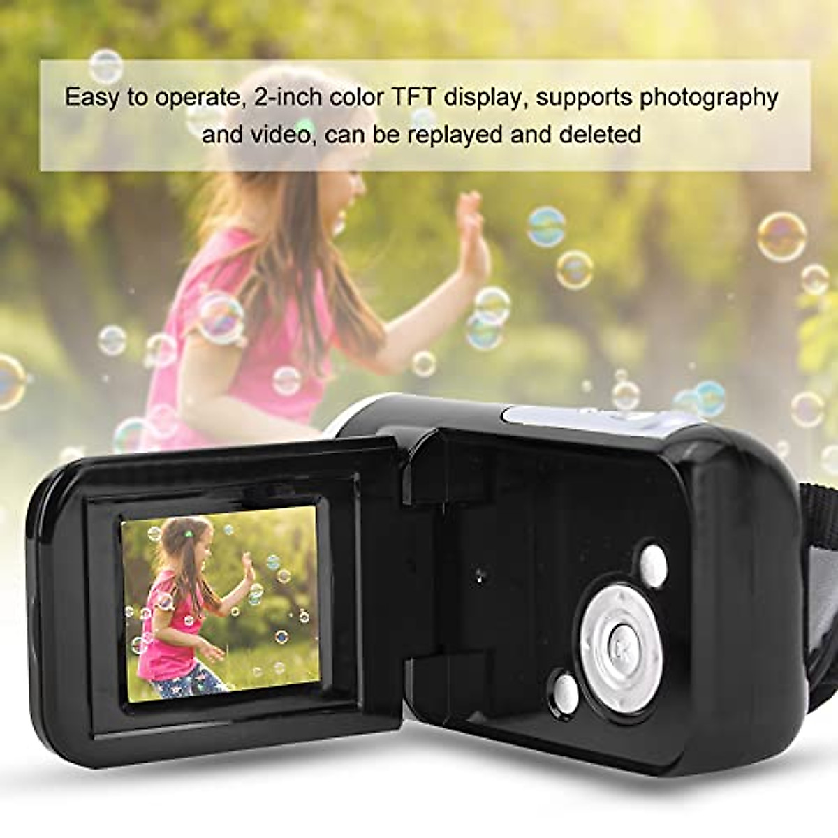 Kids Camera,Durable Digital Camera for Kids,Portable Children Kids 16X HD Digital Video Camera,Small Size Camera for Best Gift for Kids with TFT LCD Sceen Toy (Black)