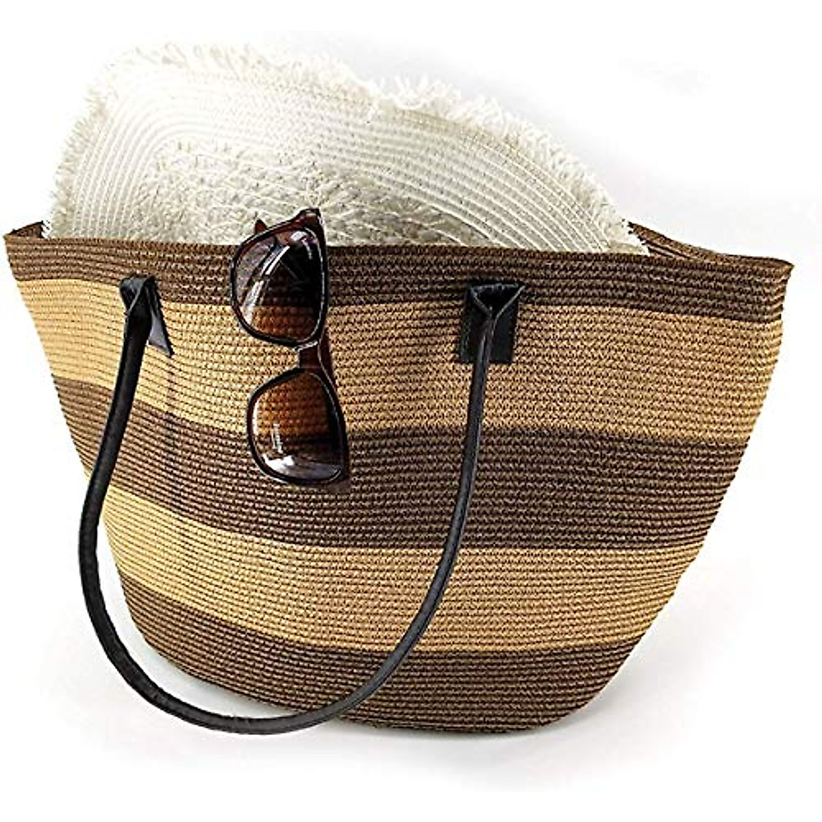 We We Large Canvas Straw Beach bag Pool Bag Waterproof Beach Tote Bags for Women Travel Shoulder Handbag
