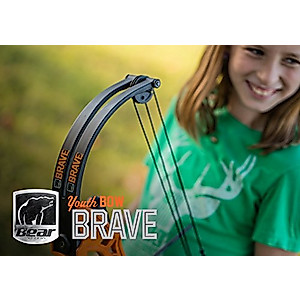 Bear Archery Brave Bow Set for Youth, Right Hand, Black, 26 inch