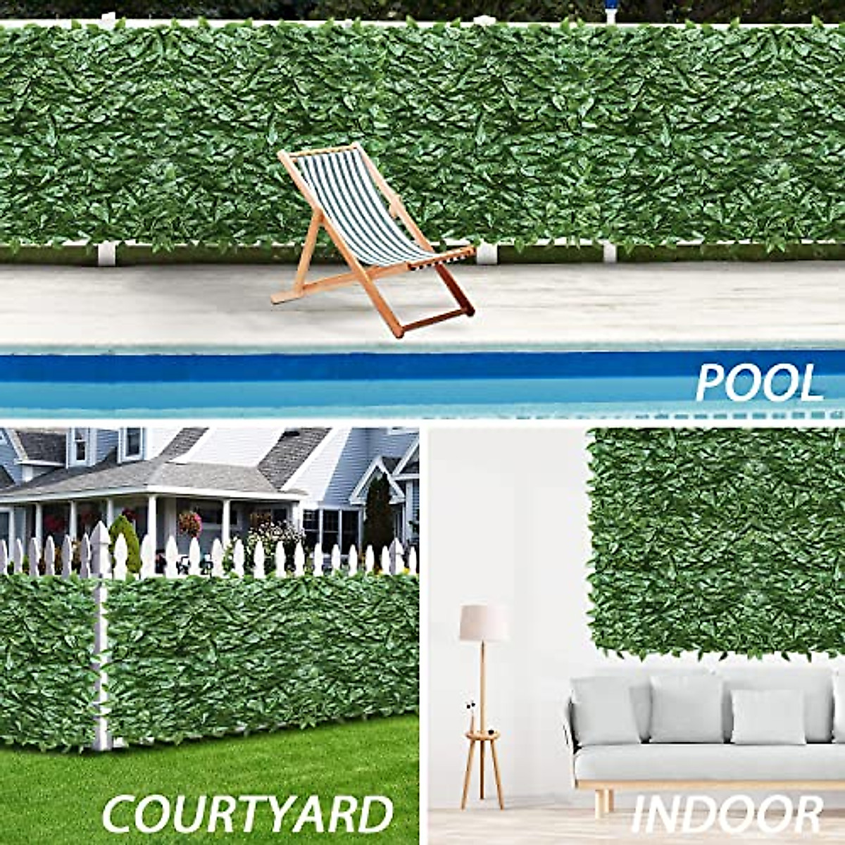 ECOOPTS Expandable Artificial Ivy Fence Wall Décor Faux Ivy Privacy Fence Screen Plant Leaves Covering Decoration for Home Backyard Garden, 58"x393", 1 Piece