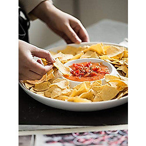 LAUCHUH Porcelain Chip and Dip Serving Set Divided Serving Trays Appetizers and Cheeses Serving Platter Compartment Dish 12-inch set of 1