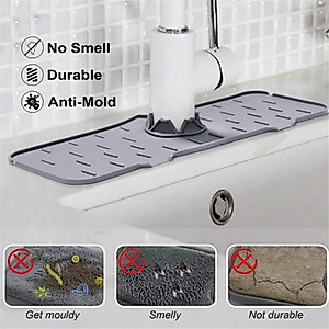 Kitchen Sink Splash Guard, Silicone Faucet Handle Drip Catcher Tray Mat, Sink Draining Pad Behind Faucet, Faucet Absorbent Mat, rying Mat for Kitchen Counter & Bathroom Kitchen Sink Splash Guard