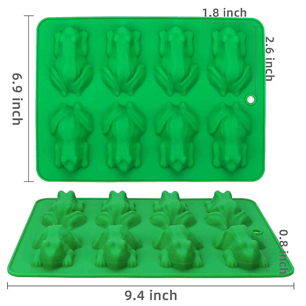 Webake Chocolate Molds Frog Candy Mold 2 Pack Silicone Molds For Jello, Keto Fat Bombs, Crayons, Gelatin, Cake Decoration, Soap, Resin(Green)