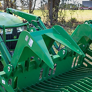 Titan Attachments 72in Fine Grade Rock Grapple Skeleton Bucket with Teeth, Fits John Deere Tractors with Hook and Pin Connection