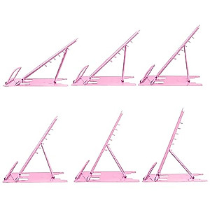 Honagu Mini Book Stand Book Holder Metal Desk Book Stand for Reading Hands Free, Adjustable Cookbook Documents Holder, Portable Bookstand for Music Books, Textbook, Recipe,Tablet, Ipad(Pink)