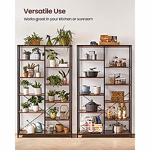 VASAGLE Bookshelf, 5 Tier Bookcase, Free-Standing Shelf, for Bedroom, Living Room, Office, Study, 11.8 x 39.4 x 66.9 Inches, Easy Assembly, Industrial Style, Rustic Brown and Black ULLS155B01