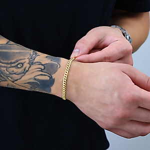 Nuragold 14k Yellow Gold 4.5mm Miami Cuban Link Chain Bracelet, Mens Womens Jewelry 7" 7.5" 8" 8.5" 9"