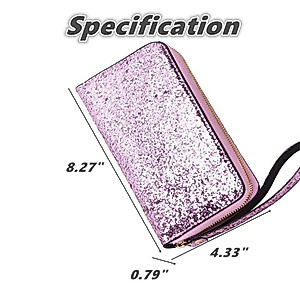 FuSi Women Sequined Wallet Casual 2-Fold Long Coin Purse (Pink), FSUS0073