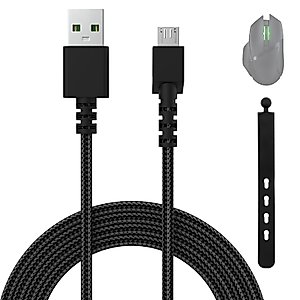 Alitutumao Viper Ultimate Braided Mouse Charging Cable USB Micro Cord Compatible with DeathAdder V2 Pro, Razer Naga Pro, Naga Pro 20000 DPI, Basilisk, Viper Ultimate Wireless Gaming Mouse