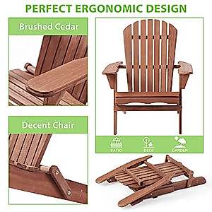 Folding Adirondack Chair Half Pre-Assembled, Outdoor Wood Patio Chair for Garden/Backyard/Firepit/Pool/Beach/Deck
