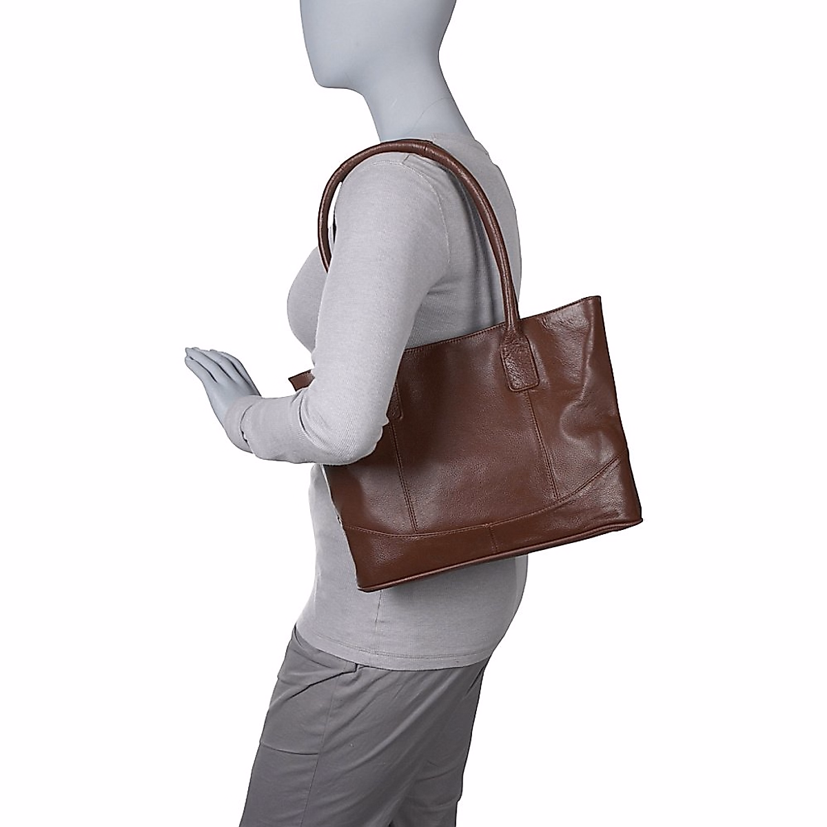 Casual Leather Handbag - Brown (#1827-2)