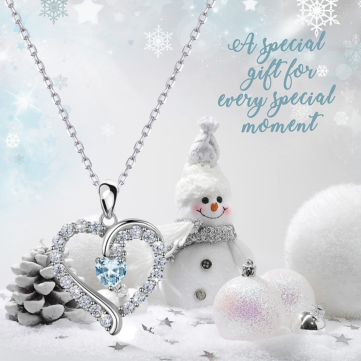 Heart Jewelry Necklaces for Women 925 Sterling Silver Birthstone Necklace Birthday Gifts for Women Wife Mom