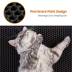 Conlun Cat Litter Mat Kitty Litter Trapping Mat 25” x15” Honeycomb Double Layer, Urine Waterproof, Easier to Clean, Litter Box Mat Scatter Control, Less Waste, Soft on Paws, Non-Slip